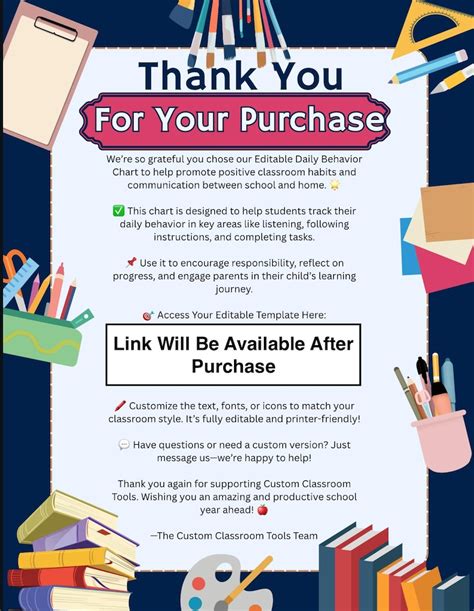 Editable Daily Behavior Chart For Students Classroom Behavior Tracker