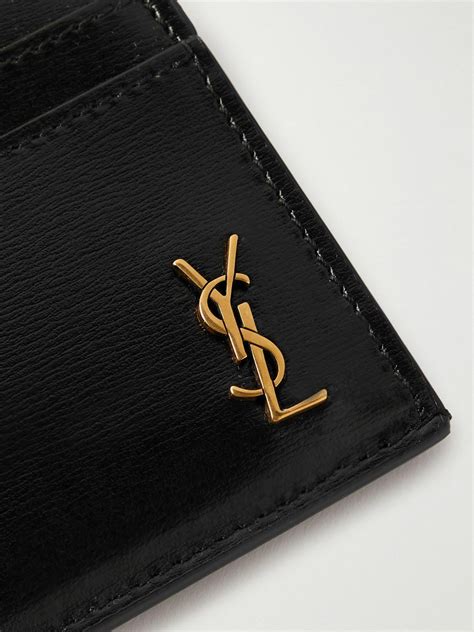 Saint Laurent Tiny Cassandre Logo Appliquéd Leather Cardholder Saint