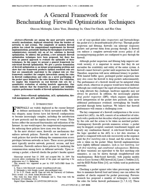 A General Framework For Benchmarking Firewall Optimization Techniques Pdf