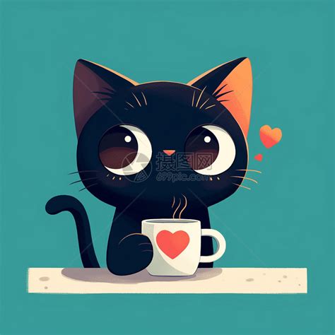 黑色可爱的卡通小黑猫在喝咖啡插画图片下载 正版图片402632092 摄图网 黑色可爱的卡通小黑猫在喝咖啡插画图片下载 正版图片402632092 摄图网