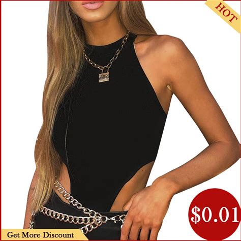 새로운 여성 숙녀 섹시한 민소매 슬림 스키니 바디 슈트 솔리드 형광 컬러 바디콘 클럽 패션 홀터넥 점프 슈트 레오타드 Aliexpress