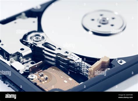 Close Up Of Open Hard Disk Drive HDD Computer Hardware Data Storage Stock Photo Alamy