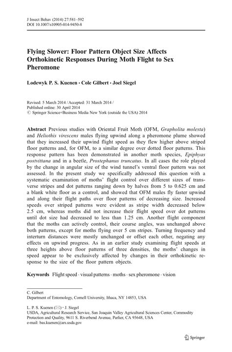 Pdf Flying Slower Floor Pattern Object Size Affects Orthokinetic