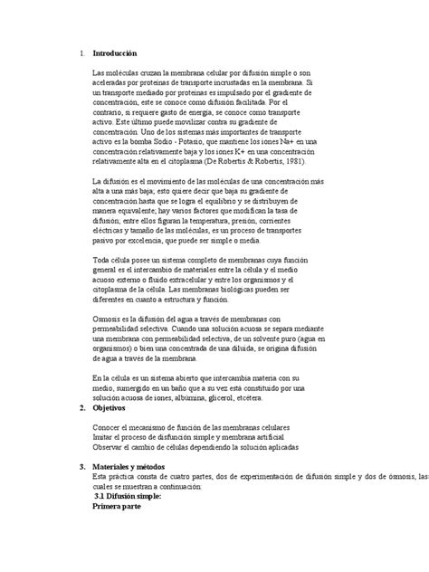 Transporte De Membrana Pdf Ósmosis Química