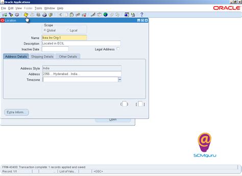 Define Inventory Organization Location Oracle Scm Supply Chain