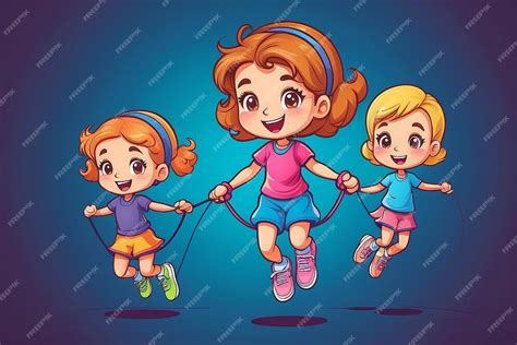 Girls Playing Jump Rope Premium Ai Generated Image