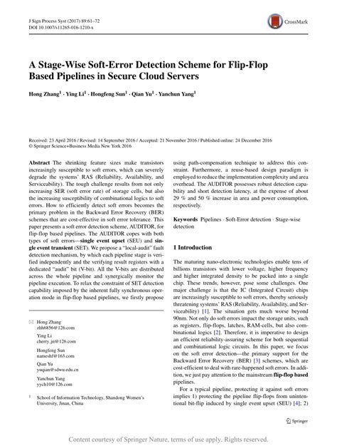 a stage wise soft error detection scheme for flip flop based pipelines