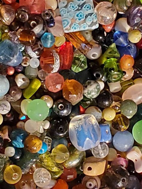 100 Grams Of Mixed Glass Beads All Sizes And Colors Crystals Etsy