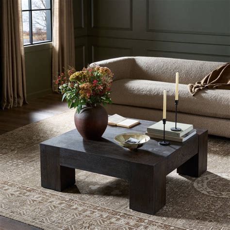 Four Hands Abaso Rectangular Coffee Table Rustic Wormwood Oak