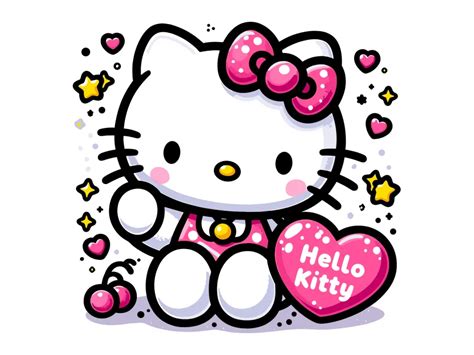 Svg Hello Kitty With Stars And Heart Vector Free Download Logowik