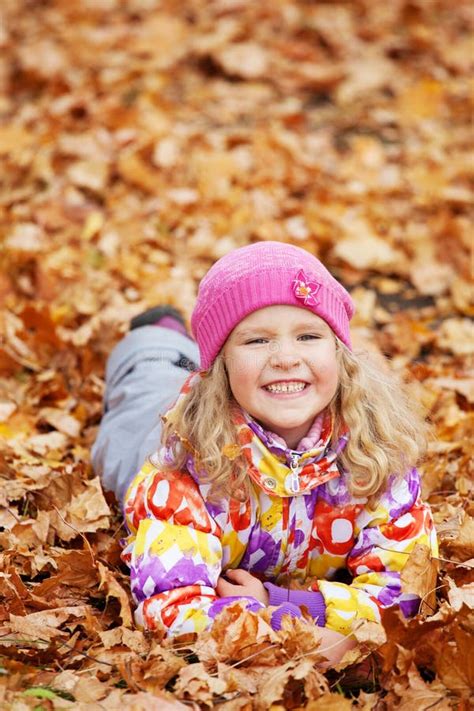 Girl At Autumn Stock Image Image Of Cheerful Leaf 255822393