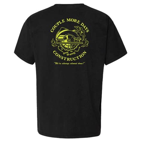 Couple More Days Construction Black Pocket Tee Dude Dad