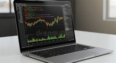 Aptop Displaying Code And A Financial Chart On The Screen Likely A