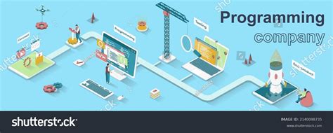 Programming Company Concept 3d Isometric Web Stock Vector Royalty Free 2140098735 Shutterstock