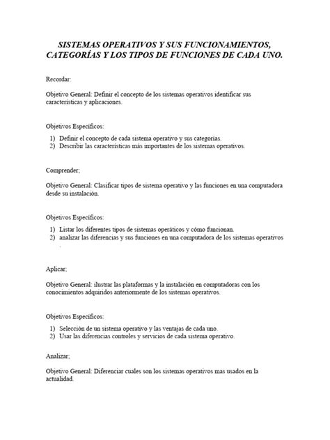 Objetivos Especificos Pdf