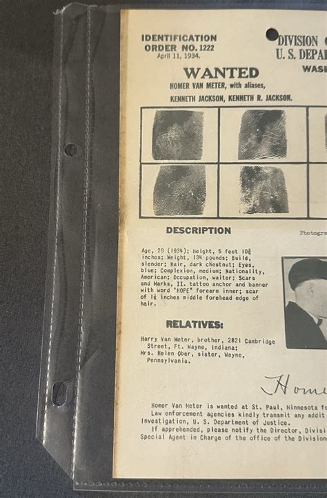 Fbi Wanted Poster Homer Van Meter Dillinger Gang Member 4859564491