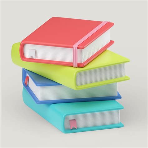 Rendu 3d D Une Pile De Livres Aux Couleurs Vives Avec Un Signet Une Pile De Manuels Scolaires