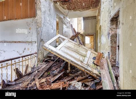 Collapse Ceiling Lost Places Danger To Life When Entering Stock Photo Alamy