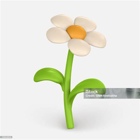 3d Bunga Daisy Berwarnawarni Yang Lucu Chamomile Dalam Gaya Kartun