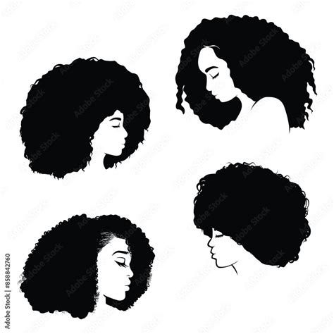 African Woman Afro Hair Logo Illustration Set Stock Vector Adobe Stock