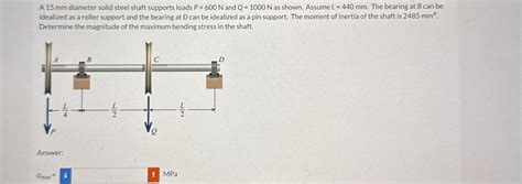 Solved A 15 ﻿mm Diameter Solid Steel Shaft Supports Loads