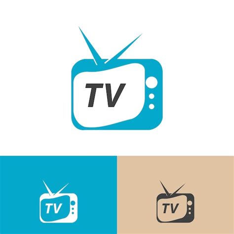 Tv 또는 텔레비전 스마트 아이콘 로고 디자인 벡터 템플릿 프리미엄 벡터