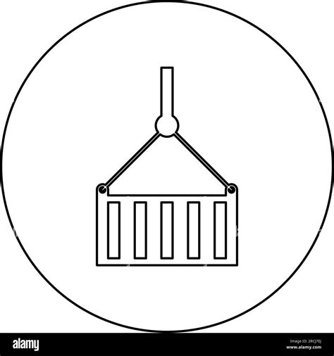 Port Container On Cable Pulley Freight Export Import Shipping Logistic Commerce Concept Icon In