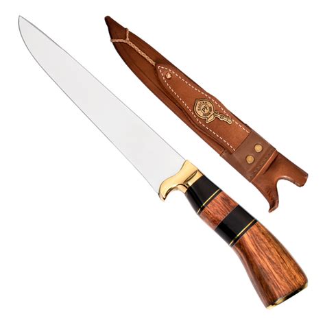 Faca Artesanal Aço Inox 9 Polegadas Cabo De Chifre E Madeira Wp