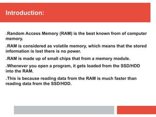 Random Access Memory RAM PPTX Data Storage And Warehousing Computing