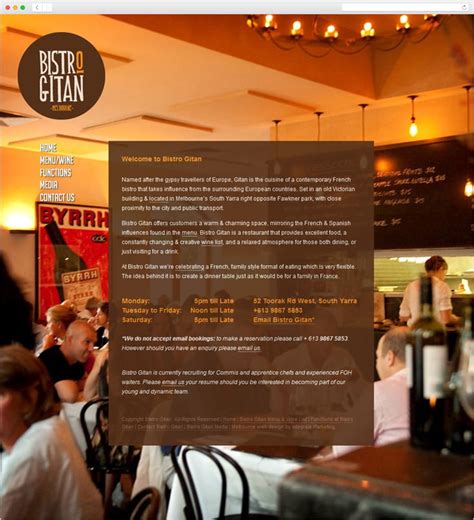Bistro Gitan Restaurant Website By Integrale Marketing