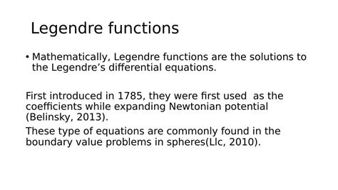 Legendre Polynomials And Functions Assignment Overview