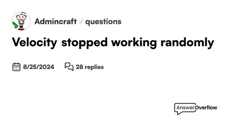 Velocity Stopped Working Randomly Admincraft