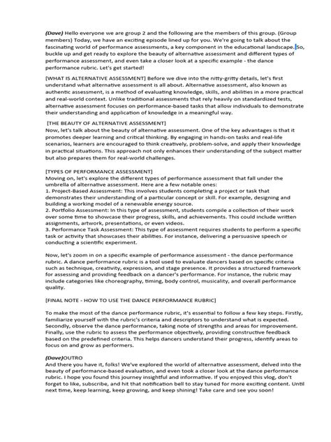 Script Pdf Educational Assessment Rubric Academic