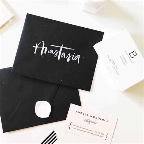 Business Card Design Inspiration Anatassia In Cursive Ink