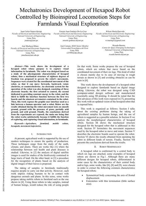 Pdf Mechatronics Development Of Hexapod Robot Controlled By