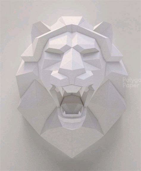 پازل ساختنی دیوارکوب سر شیر دانلود الگو ساخت مجسمه مقوایی اوریگامی سه بعدی