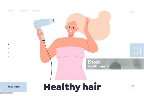 뷰티 스파 살롱 및 화장품 매장 온라인 서비스를 위한 건강한 모발 랜딩 페이지 디자인 템플릿 개인 장식품에 대한 스톡 벡터 아트 및 기타 이미지 Istock