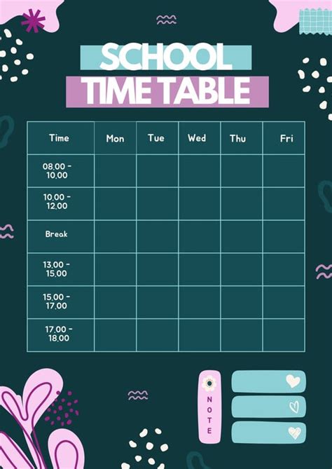 Free And Customizable Timetable Templates