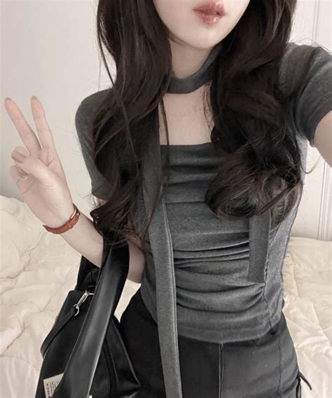 핏보장 반팔 스퀘어넥 셔링 타이 스카프 넥 머플러 티 3color 에이블리