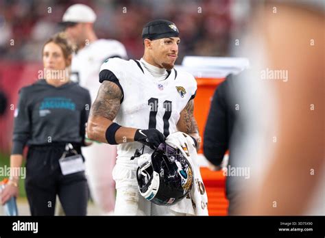 Jacksonville Jaguars Wide Receiver Parker Washington 11 Looks On During An Nfl Football Game