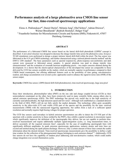 Pdf Performance Analysis Of A Large Photoactive Area Cmos Line Sensor For Fast Time Resolved