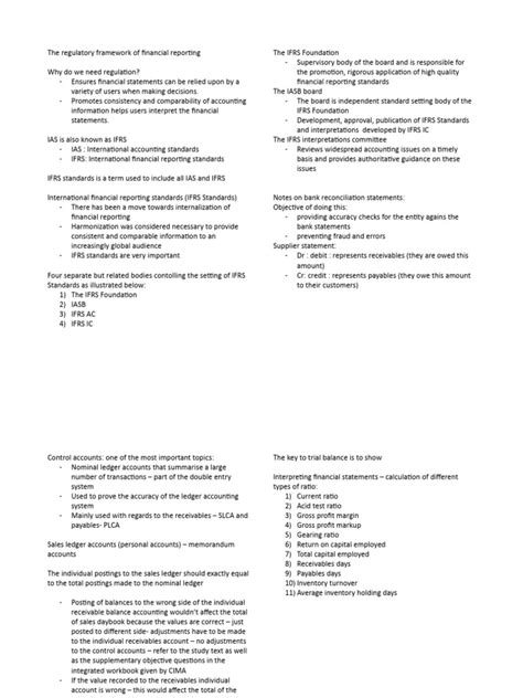 Ba3 Cima Notes Grace Pdf International Financial Reporting