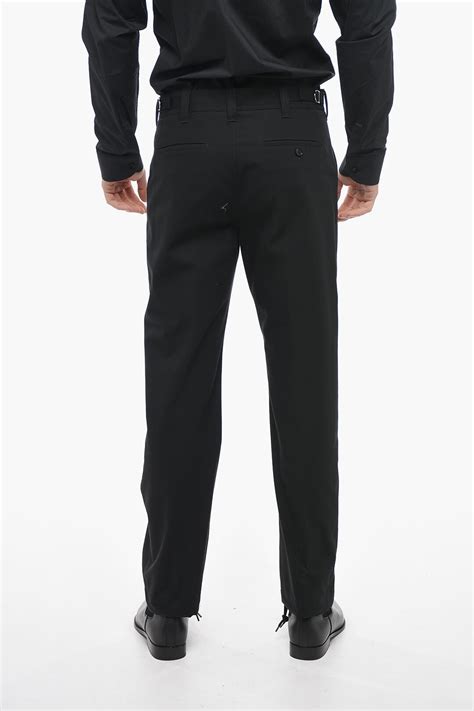 Alexander Mcqueen Cotton Pants With Martingales And Drawstringed Ankle