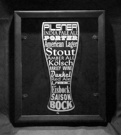 Beer Cap Shadow Box Etched Glass Art Man Cave Wall Art Pilsner Beer