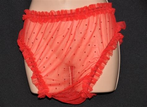 Sissy Lingerie Sheer See Thru Nylon Chiffon Femme Frilly Bum