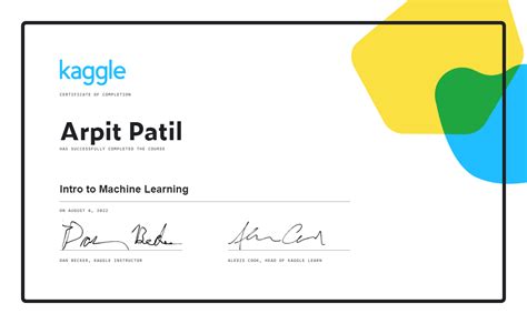 arpit patil completed the intro to machine learning course on kaggle