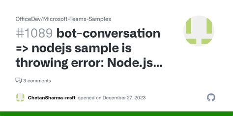 Bot Conversation Nodejs Sample Is Throwing Error Nodejs V18161 Nodemon App Crashed