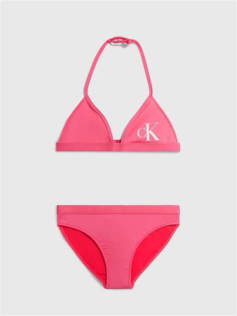 Girls Triangle Bikini Set Ck Monogram Calvin Klein® Ky0ky00028xi1