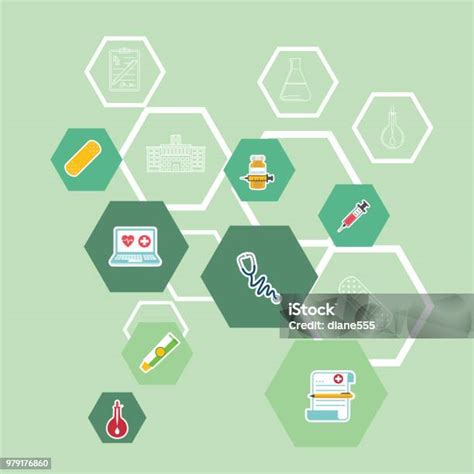 六角背景與醫療和醫療保健圖示向量圖形及更多信息圖形圖片 信息圖形 健保和醫療 六角形 Istock