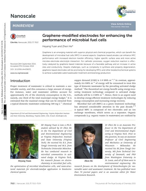 Pdf Graphene Modified Electrodes For Enhancing The Performance Of Microbial Fuel Cells